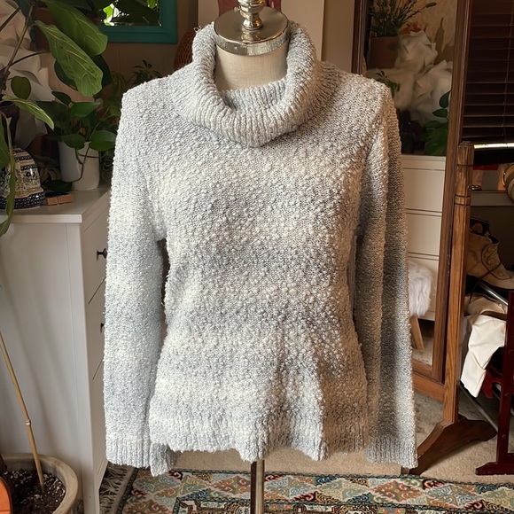 Elle | Sweaters | Elle Sparkly Silver Gray Turtleneck Sweater | Poshmark